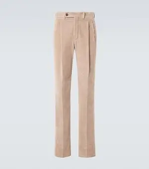 SLOWEAR Cotton Corduroy Straight-leg Trousers - Beige