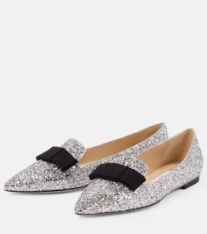 JIMMY CHOO Gala Glitter Ballet Flats