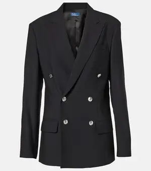 Polo Ralph Lauren Double-breasted Wool-blend Blazer - Black