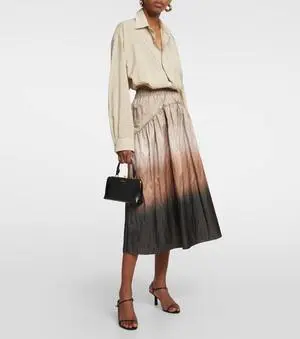 Vince High-rise Printed Satin Skirt