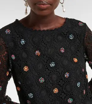 Rixo Mylène Crochet Beaded Mini Dress