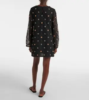Rixo Mylène Crochet Beaded Mini Dress