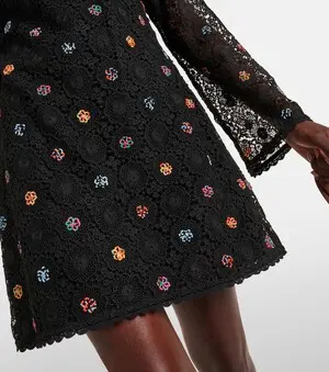 Rixo Mylène Crochet Beaded Mini Dress