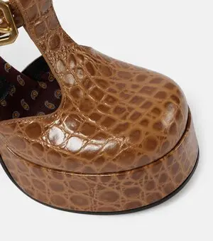 Etro Croc-effect Leather Mary Jane Pumps