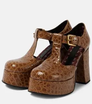Etro Croc-effect Leather Mary Jane Pumps