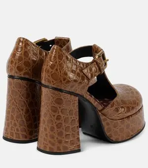 Etro Croc-effect Leather Mary Jane Pumps