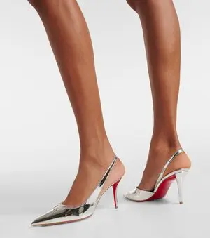 CHRISTIAN LOUBOUTIN Posticha Metallic Leather Slingback Pumps