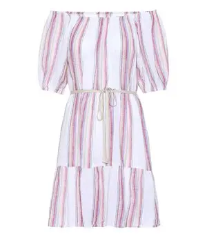 Velvet By Graham & Spencer Cinthia Striped Linen-blend Mini Dress