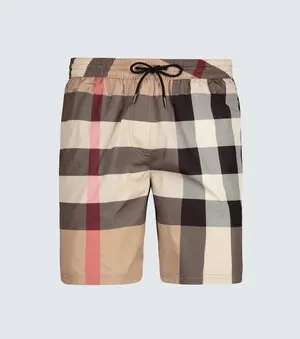 Burberry Large Check-print Swim Shorts - Beige