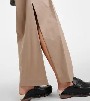 Brunello Cucinelli Pleated Low-rise Cotton-blend Maxi Skirt