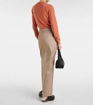 Brunello Cucinelli Pleated Low-rise Cotton-blend Maxi Skirt