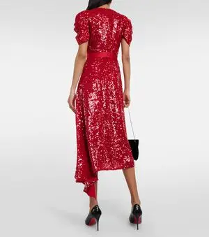 Erdem Asymmetrical Sequined Midi Dress