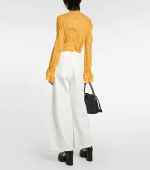 Etro High-rise Wide-leg Jeans With Embroidery - White