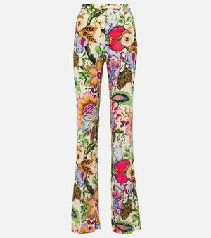Etro Etro High-Rise Floral Print Straight Leg Trousers Multicoloured