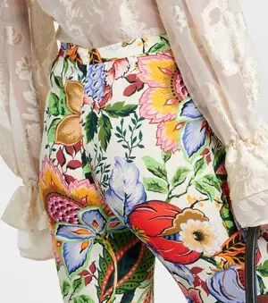 Etro High-rise Floral Print Straight Leg Trousers - Multicoloured