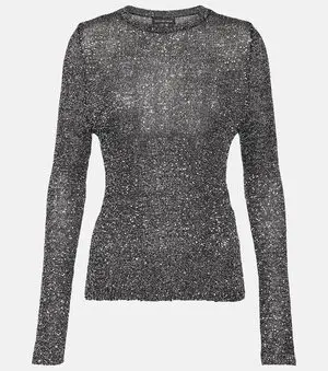 Balenciaga Sequined Metallic Knit Sweater - Black