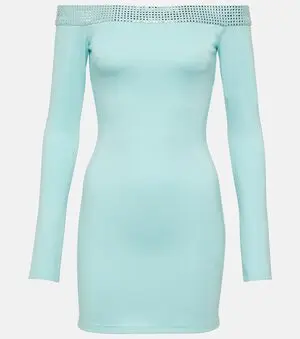 David Koma Aqua/silver Crystal-embellished Minidress - Blue