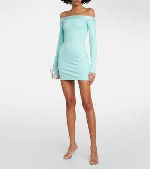 David Koma Aqua/silver Crystal-embellished Minidress - Blue