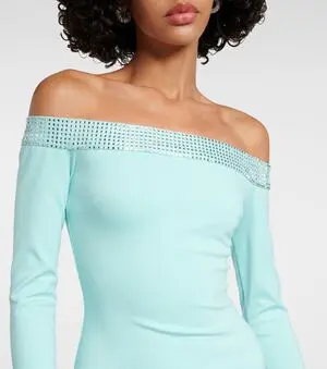 David Koma Aqua/silver Crystal-embellished Minidress - Blue