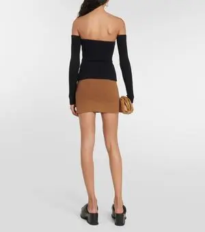 Wardrobe.NYC Ribbed-knit Cotton-blend Strapless Top