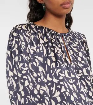 Velvet By Graham & Spencer Kade Printed Satin Blouse