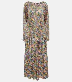 Plan C Floral Pleated Midi Dress - Multicoloured
