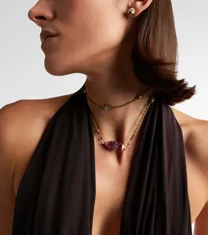 MARIE LICHTENBERG 18kt Rose Gold Locket Necklace With Diamonds And Pearls