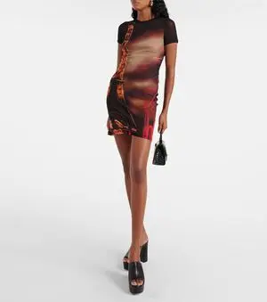 JEAN PAUL GAULTIER Pigalle Printed Mesh Mini Dress