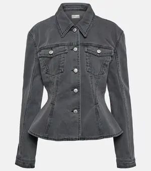 Magda Butrym Peplum Denim Jacket - Grey