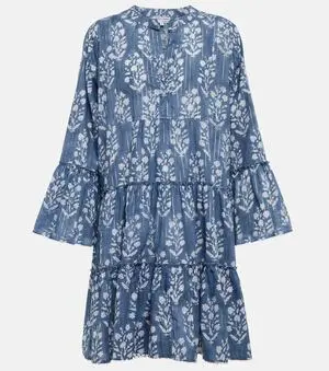 JULIET DUNN Floral Cotton-blend Minidress With Metallic Accents