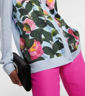Oscar De La Renta Floral Print Cardigan