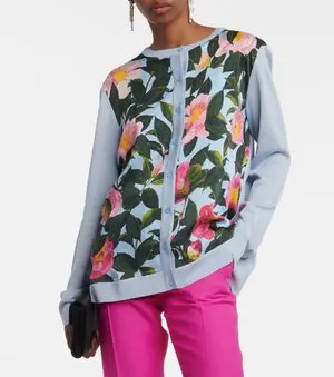Oscar De La Renta Floral Print Cardigan