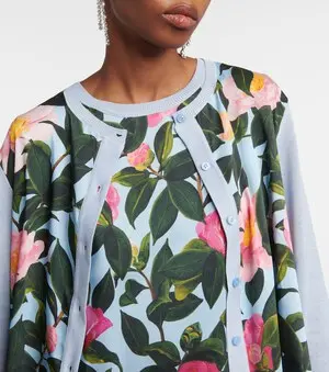 Oscar De La Renta Floral Print Cardigan