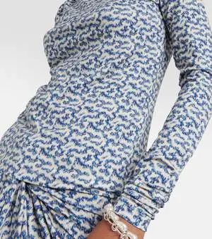 MARANT ETOILE Printed Jersey Turtleneck Top - Multicoloured