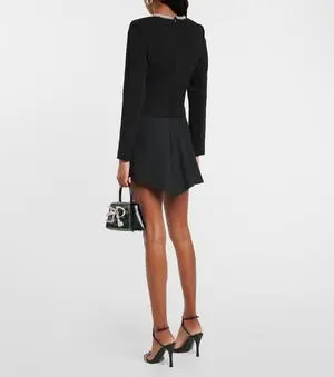 SELF-PORTRAIT Embellished Crepe Top