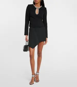 SELF-PORTRAIT Embellished Crepe Top