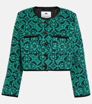 MARINE SERRE Jacquard Cropped Cotton Jacket - Multicoloured
