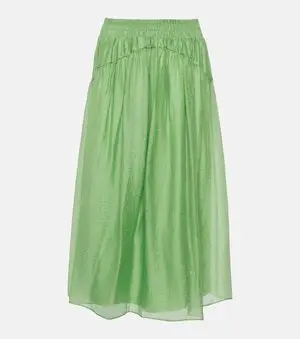 Vince Gathered Midi Skirt In Sprout