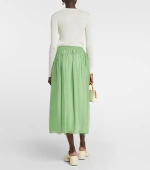 Vince Gathered Midi Skirt In Sprout