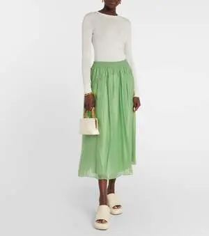 Vince Gathered Midi Skirt In Sprout