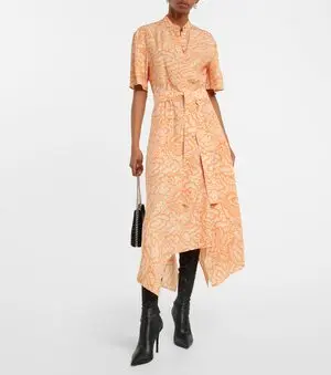 Stella McCartney Printed Asymmetric Silk Midi Dress - Multicoloured