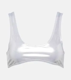 REINA OLGA Coolio Lame Bikini Top - Silver