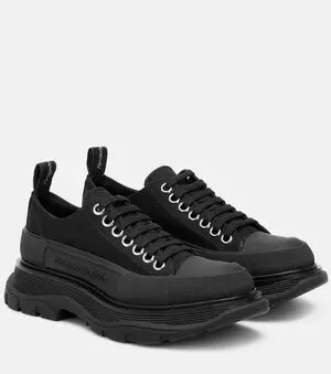 Alexander McQueen Tread Slick Leather And Fabric Sneakers - Black