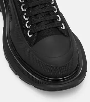 Alexander McQueen Tread Slick Leather And Fabric Sneakers - Black