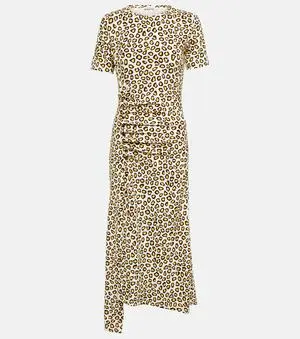 Rabanne Leopard-print Jersey Midi Dress - Multicoloured