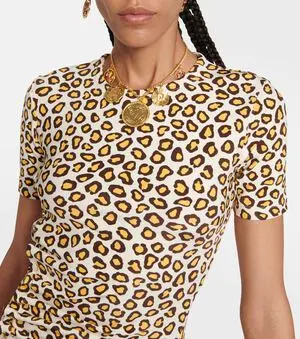 Rabanne Leopard-print Jersey Midi Dress - Multicoloured