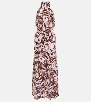 Rixo Kendra Printed Halterneck Silk Dress - Multicoloured