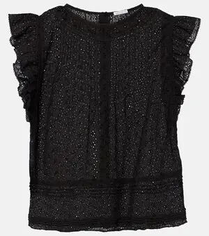 Poupette St Barth Galia Ruffled Top - Black