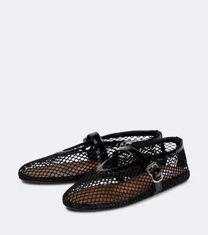Alaïa Fishnet Ballerina Flats - Black