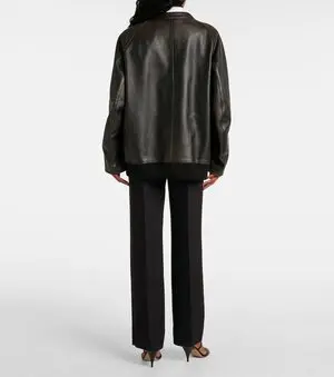 THE ROW Kengia Leather Bomber Jacket